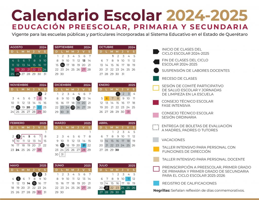 Ajustan calendario escolar 2024-2025 en educación básica - El Queretano